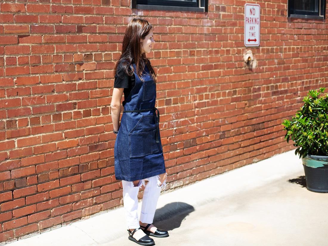 Personalized Blue Jean Apron with Pockets - Work & Cooking