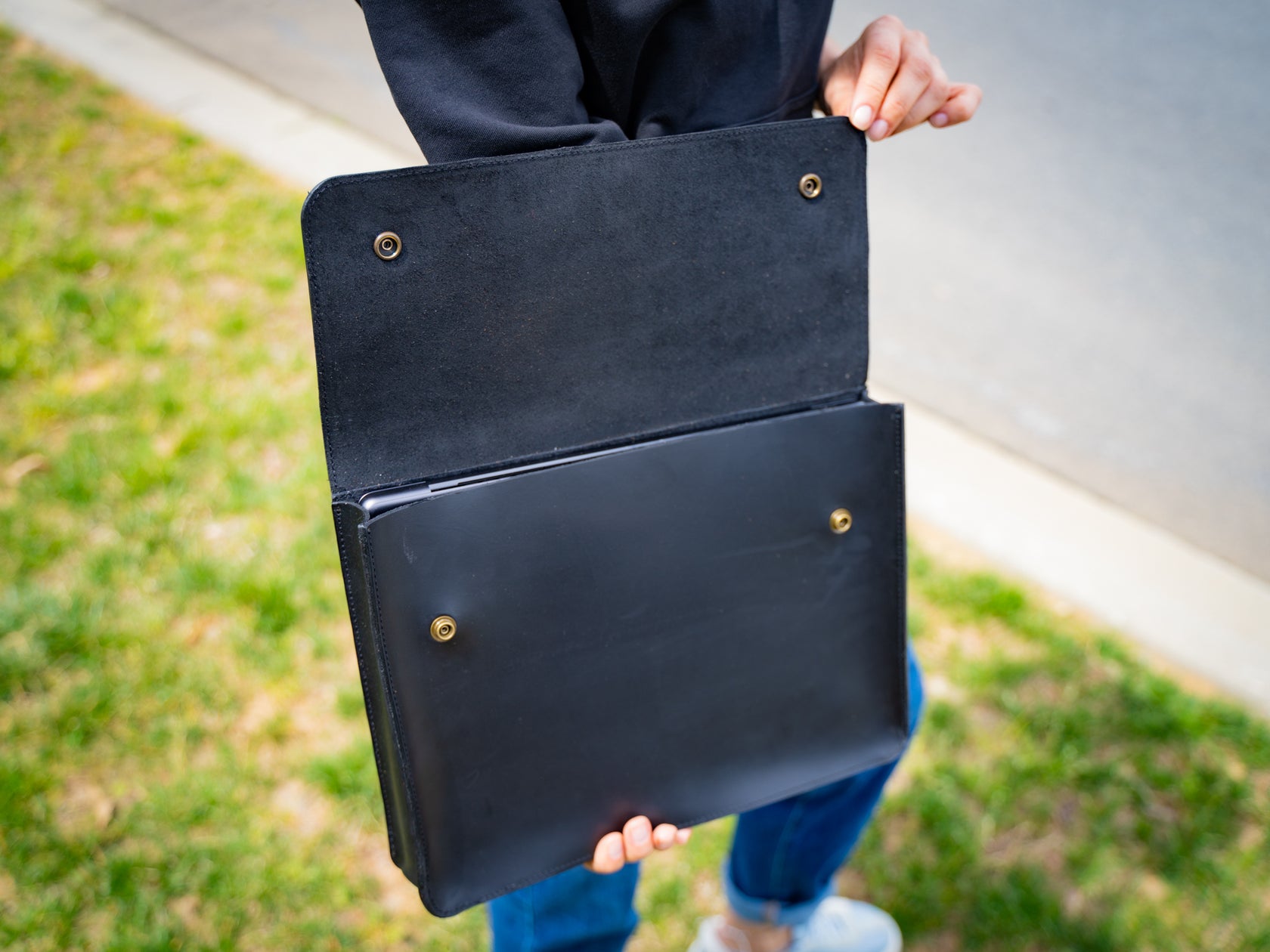 Leather Document Folder - Black Handmade by olpr.