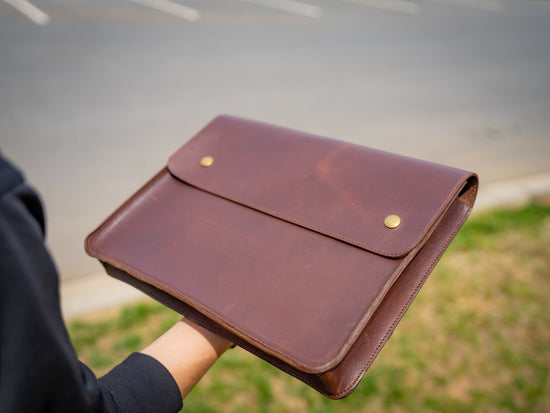 Leather Document Folder - Black Handmade by olpr.