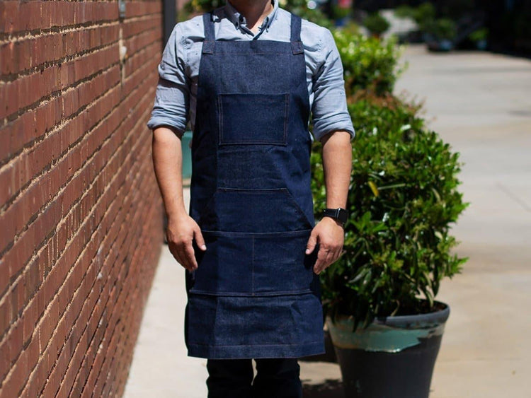 Personalized Blue Jean Apron with Pockets - Work & Cooking