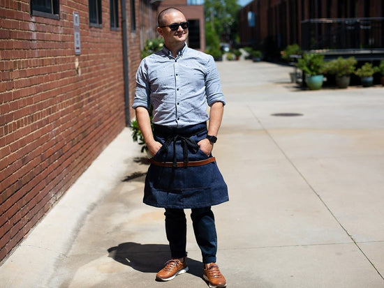 Denim Half Apron with Leather Unisex Style for Men & Women