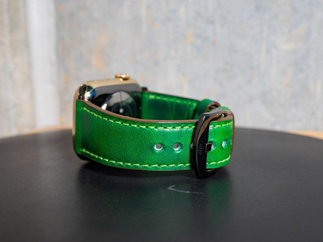 Handmade Milwaukee Leather Apple Watch Band - Green | olpr.