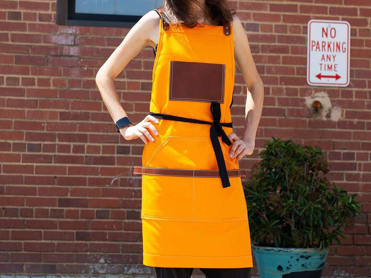 Best Orange Apron with Pockets - Work & Cooking | olpr.